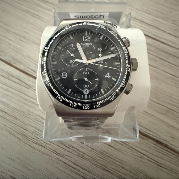 Swatch | Accessories | Nwt Swatch Irony Night Flight Quartz Black ...